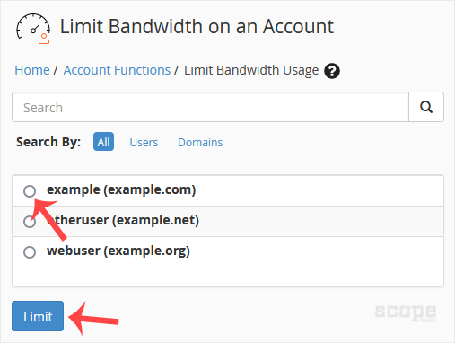 How to Limit Bandwidth Usage of cPanel User From WHM - Knowledgebase - Scope Design